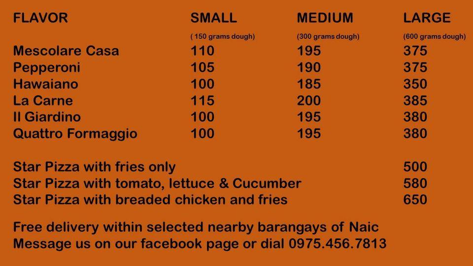 Menu at The Front Yard restaurant, Naic, Antero Soriano Hwy