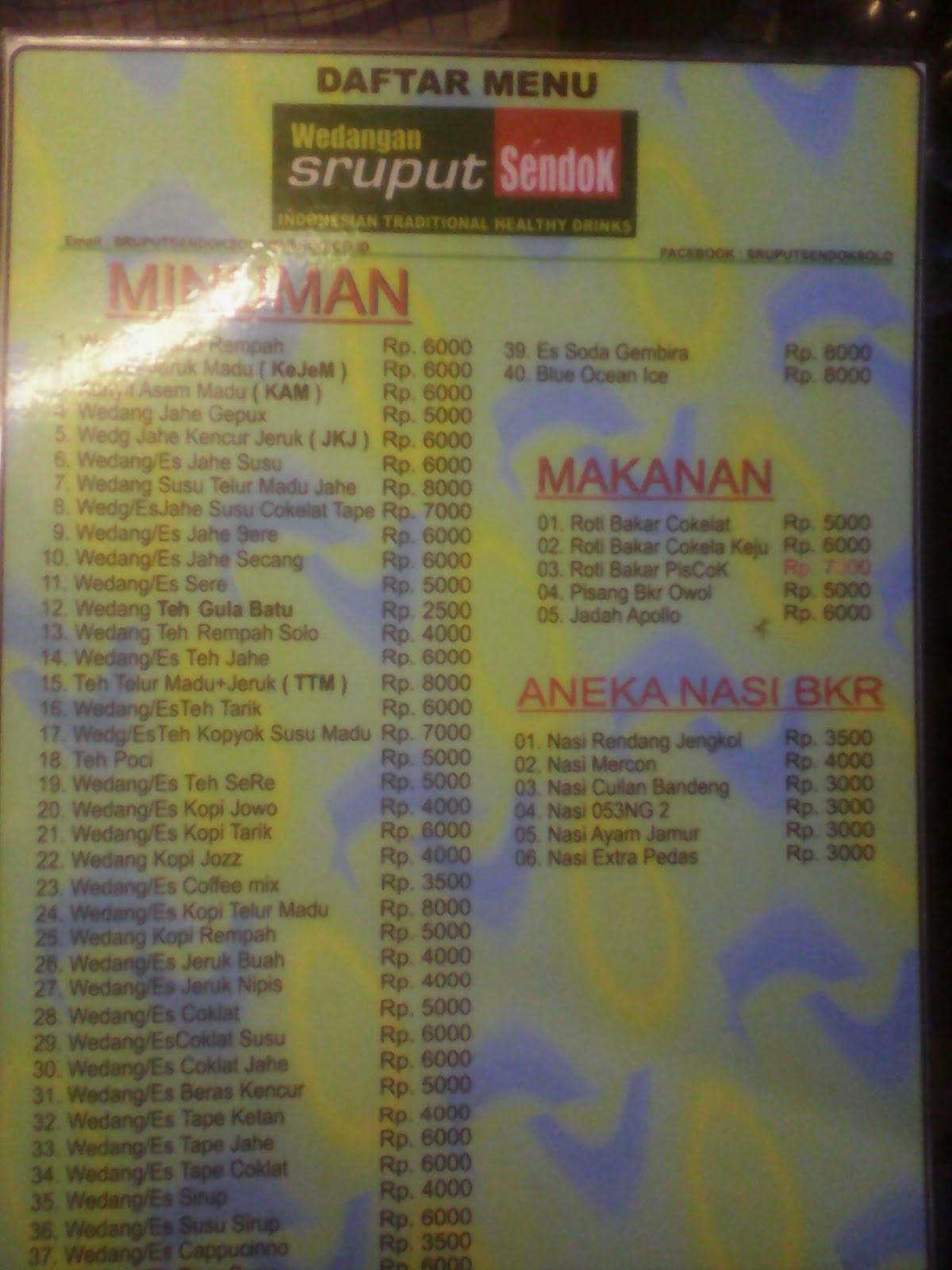 Menu at Wedangan Sruput Sendok Dapur Wadul restaurant, Blulukan, Jl ...