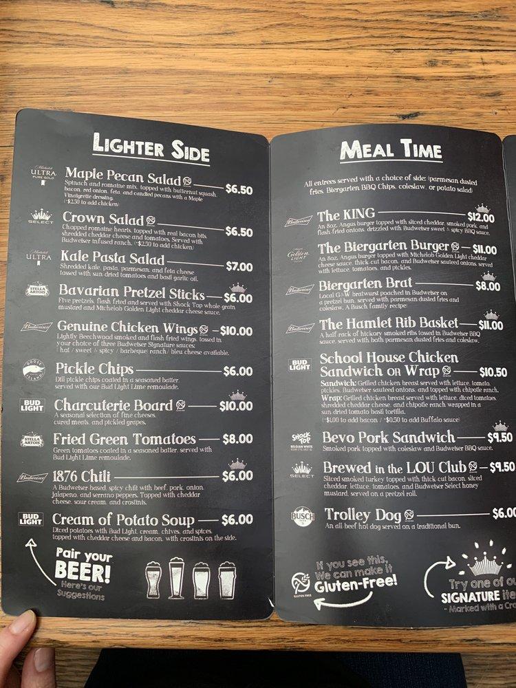 Menu at Biergarten pub & bar, St. Louis