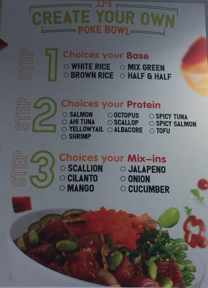 Menu at JJ'S POKE BOWL pub & bar, Edina