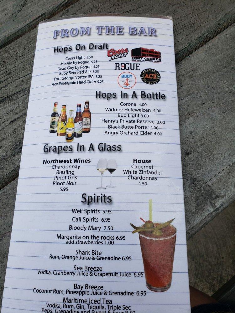 Menu at Mo's Restaurant, Astoria
