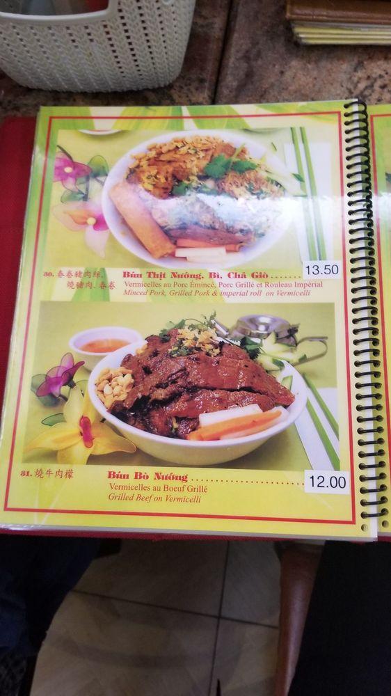 Menu at Pho Bang New York restaurant, Montréal