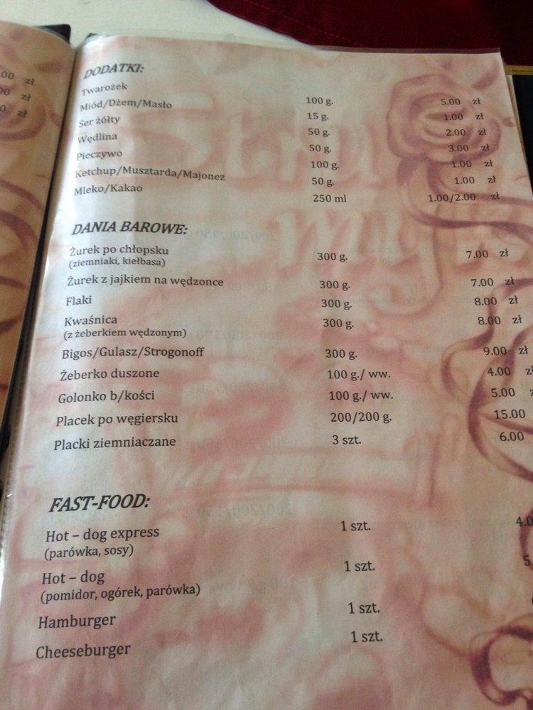 Menu at Restauracja Strumyk restaurant, Jordanów