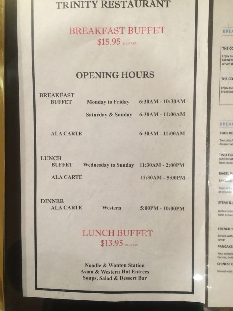 Menu at Trinity restaurant, San Gabriel