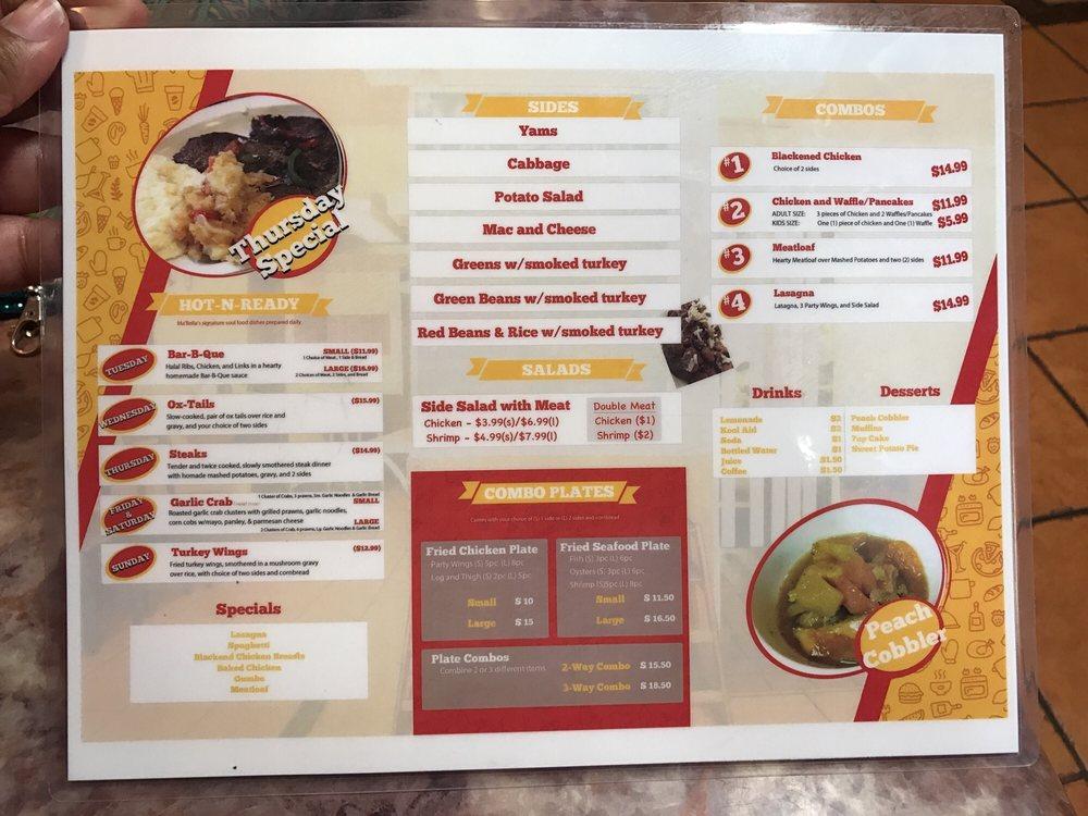 Menu at Big Momma's Kitchen restaurant, Oakland