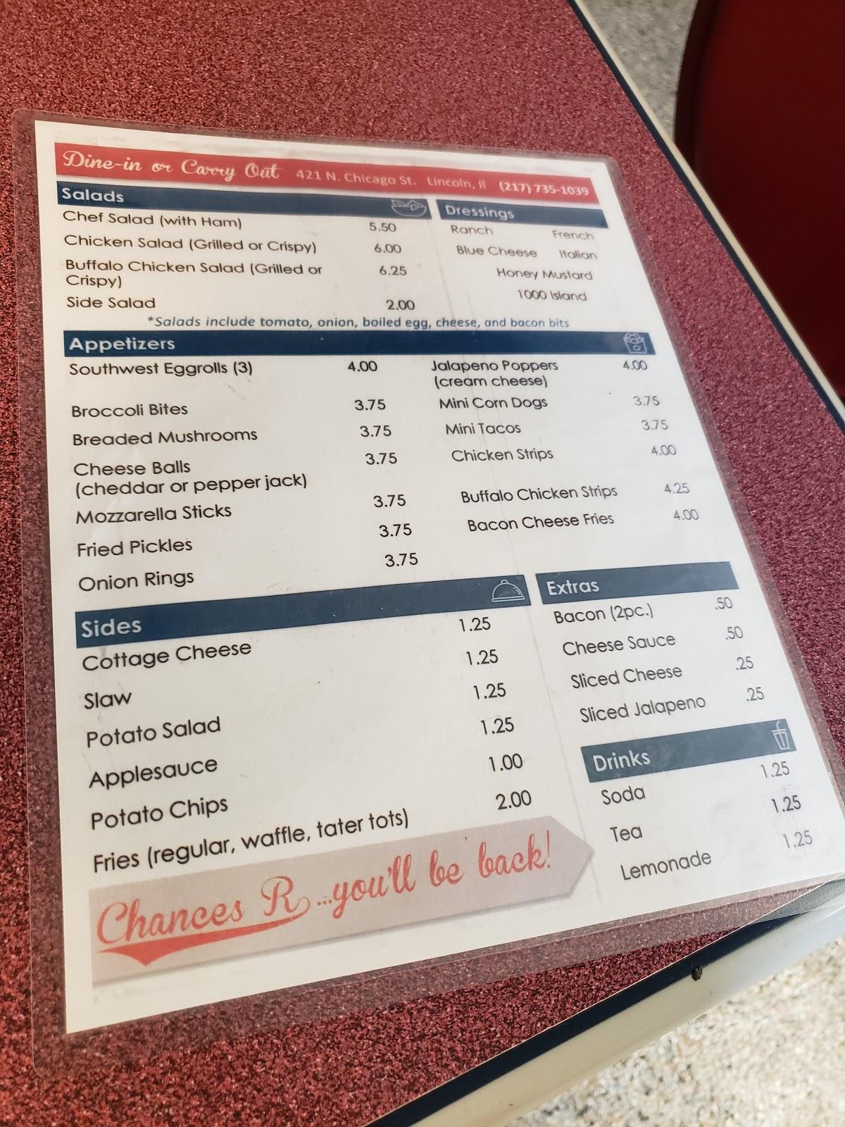 Menu at Chances R pub & bar, Lincoln