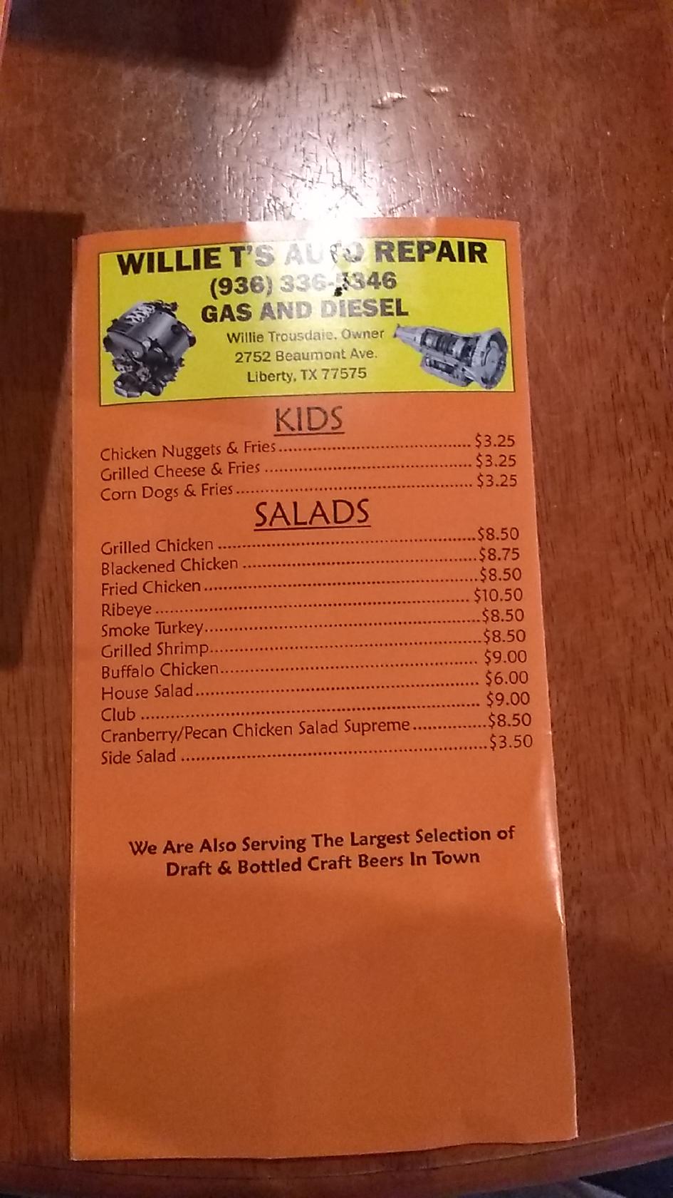 Menu at Jax Hamburgers pub & bar, Liberty