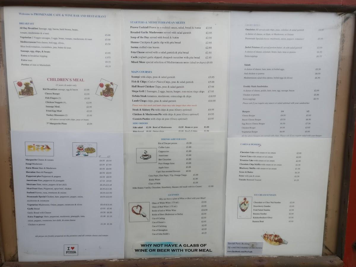 Menu at Promenade Cafe& Wine Bar And Restaurant, Barmouth