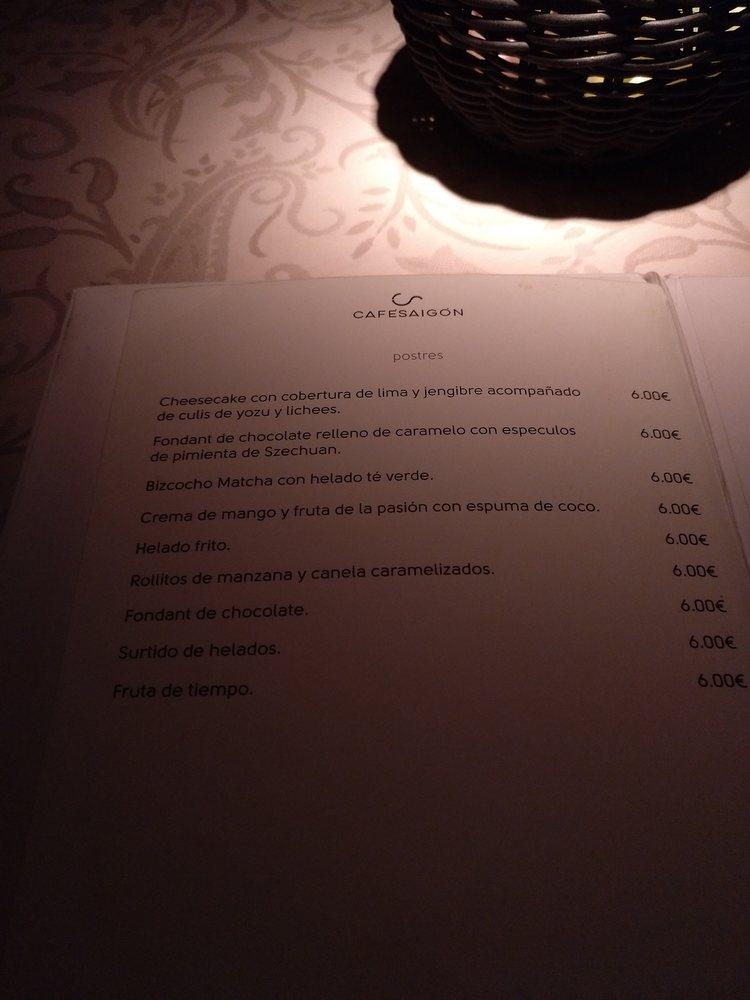Menu at Restaurante Ha Long by Saigon, Madrid