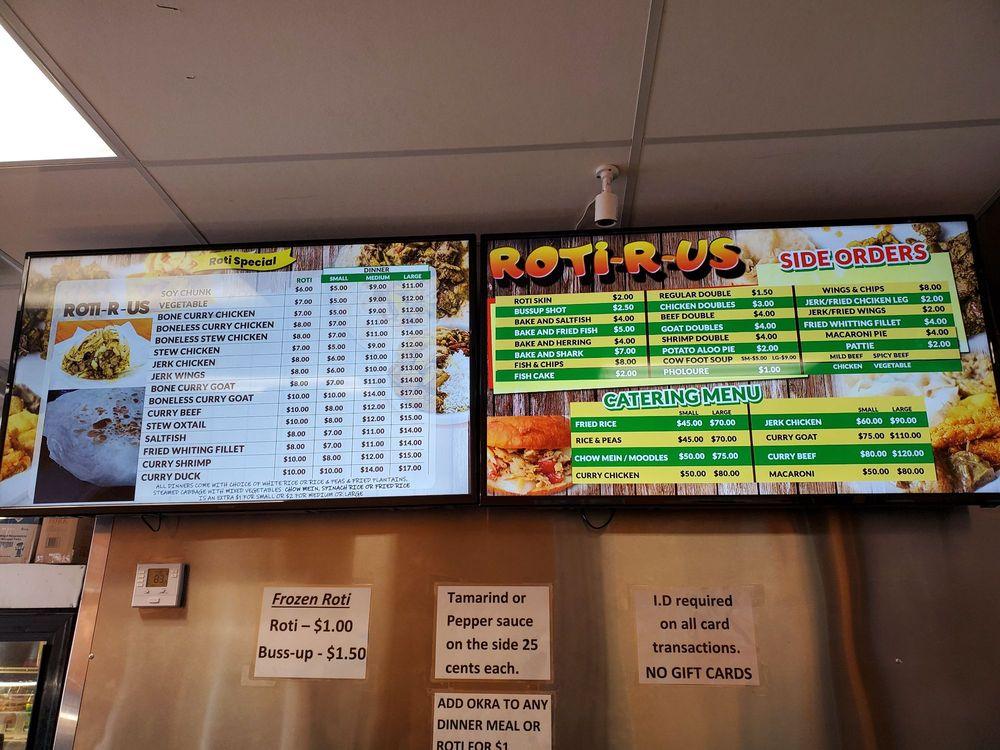 Menu at Roti R Us restaurant, New York City, Flatlands Ave
