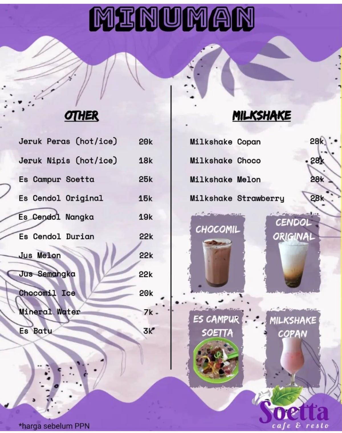 Menu at Soetta Cafe Resto, Balikpapan