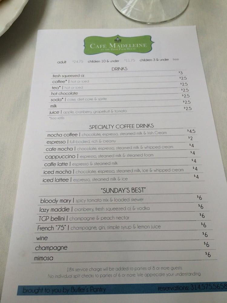 Menu at Cafe Madeleine, St. Louis, Magnolia Ave