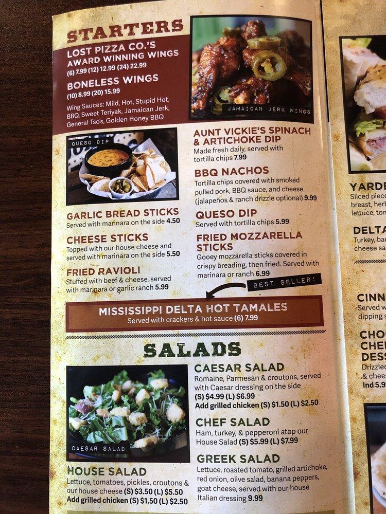 Menu at Lost Pizza Co. Collierville pizzeria, Collierville