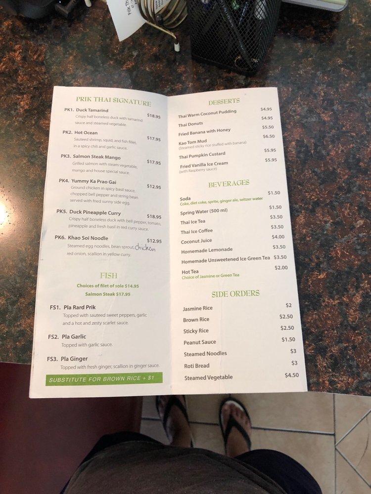 Menu at Prik Thai Kitchen restaurant, New York City, 47-16 30th Ave