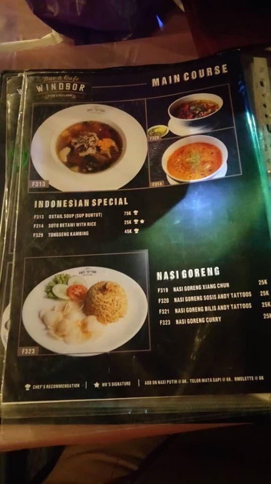 Menu at Windsor Bar & Cafe, Batam, Ruko Windsor Central Blok D No. 8