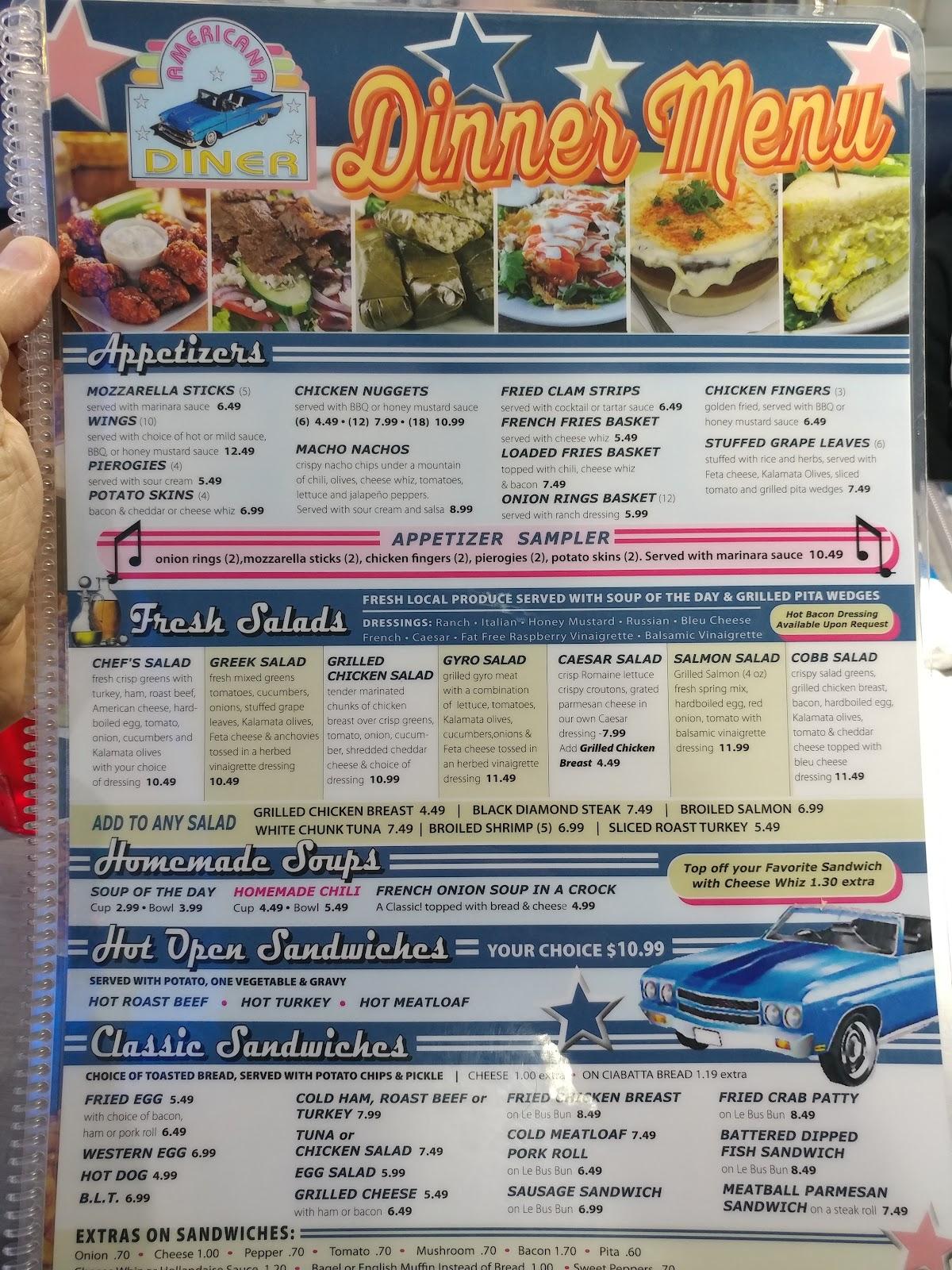 Menu at Americana Diner restaurant, Bechtelsville, 682 PA-100