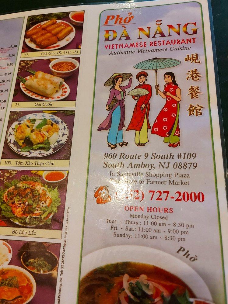 Menu at Pho Da Nang restaurant, South Amboy