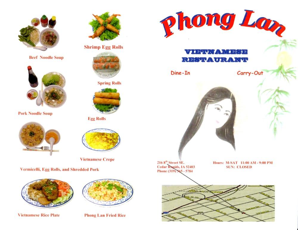 Menu at Phong Lan Restaurant, Cedar Rapids