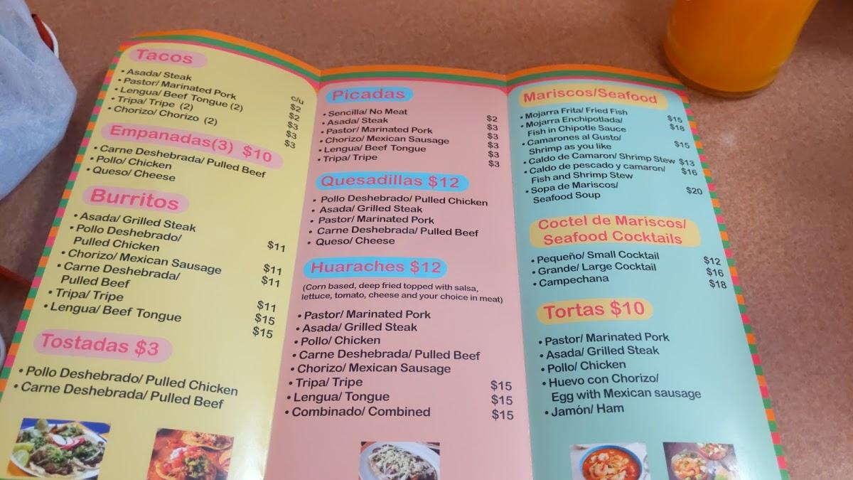 Menu at Taqueria Tacana & Mexican Grocery restaurant, Selbyville