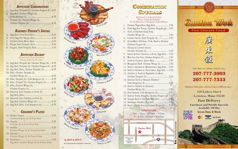Menu at Canton Wok restaurant, Lewiston