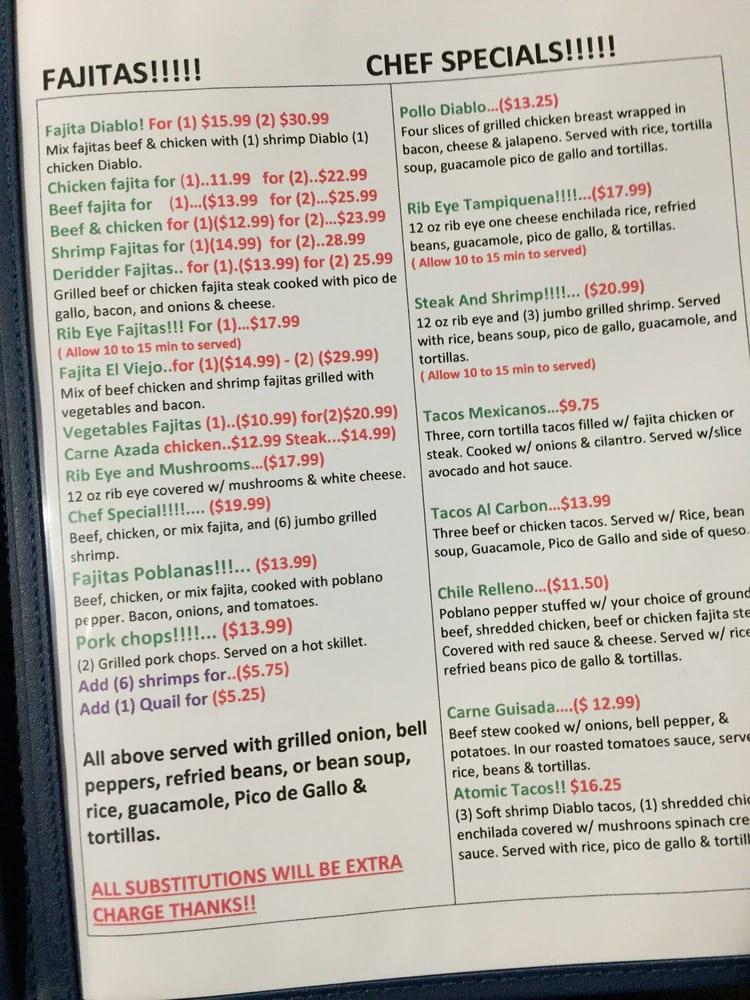 Menu at El Viejo Tony PORT ARTHUR pub & bar, Port Arthur