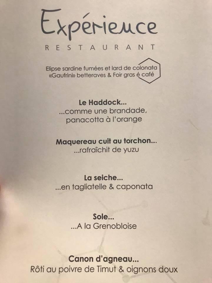 Menu au Expérience - Institut Lyfe restaurant, Écully, 1A chemin de ...