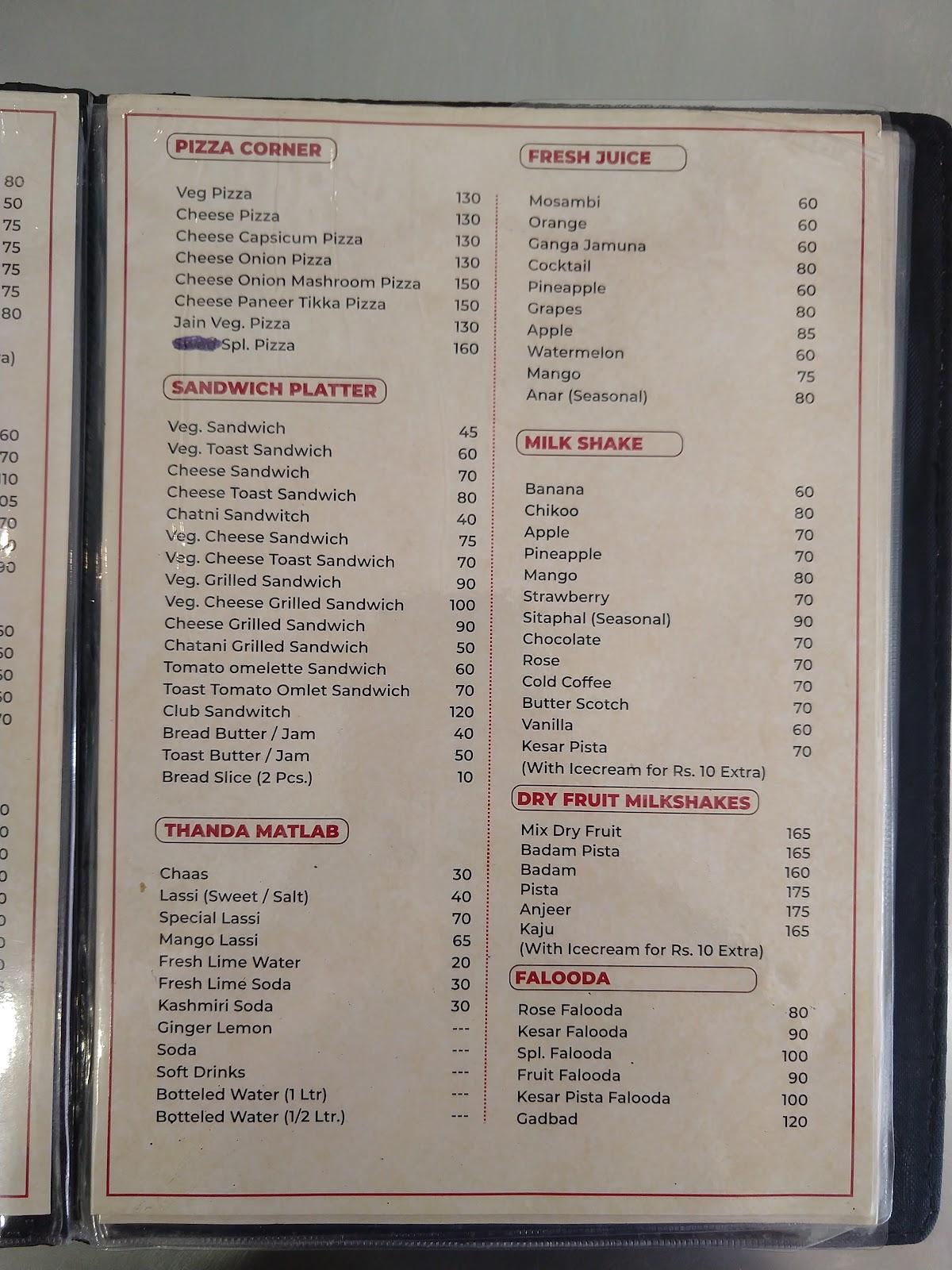 Menu at Krishna Pure Veg, Navi Mumbai