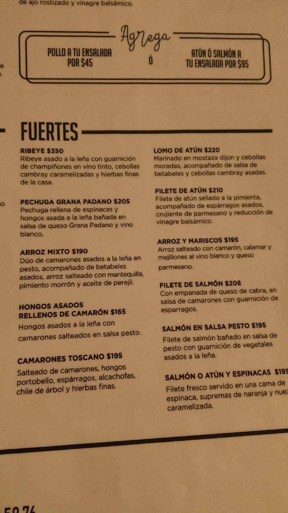 Carta del restaurante La Toscana, Saltillo, Blvd. Jesús Valdez Sánchez ...