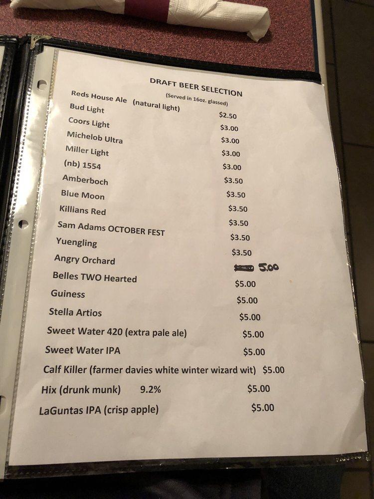 Menu at Red's Ale House on Peavine pizzeria, Fairfield Glade