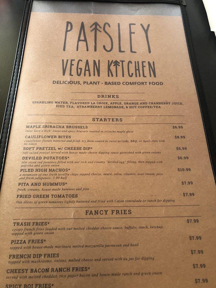Menu at Paisley Vegan Kitchen restaurant, Melbourne, N Wickham Rd #149