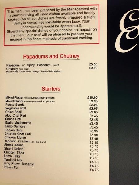 Menu at Spice Cottage restaurant, Cheddar