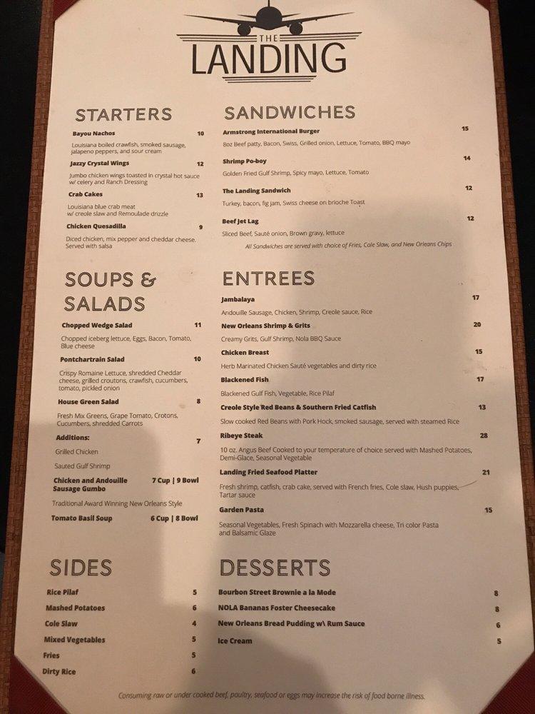 Menu at The Landing Restaurant, Kenner, Williams Blvd