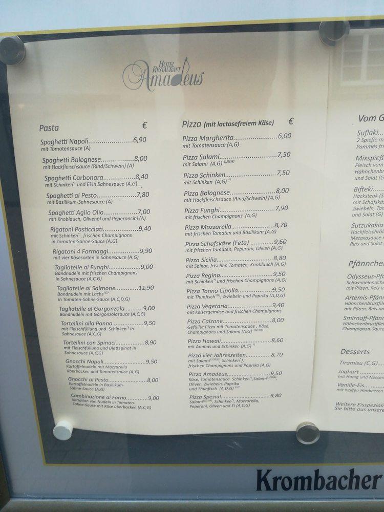 Speisekarte von Amadeus Restaurant und Hotel, Speyer