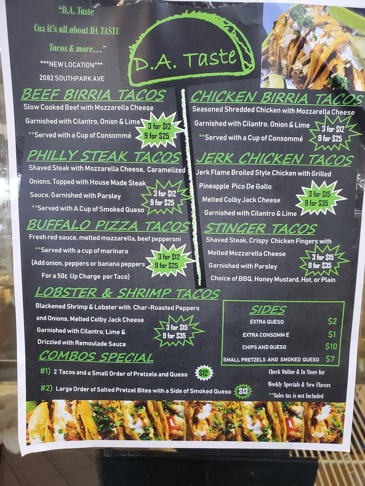 Menu at D.A. Taste restaurant, Buffalo