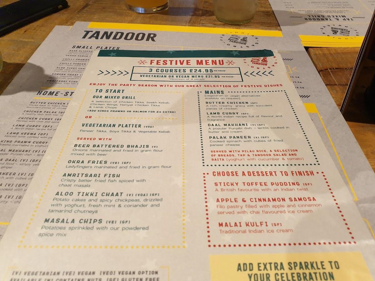 Menu at Tap & Tandoor pub & bar, Peterborough