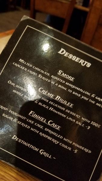 Menu at Destination Grill steakhouse, Cortez
