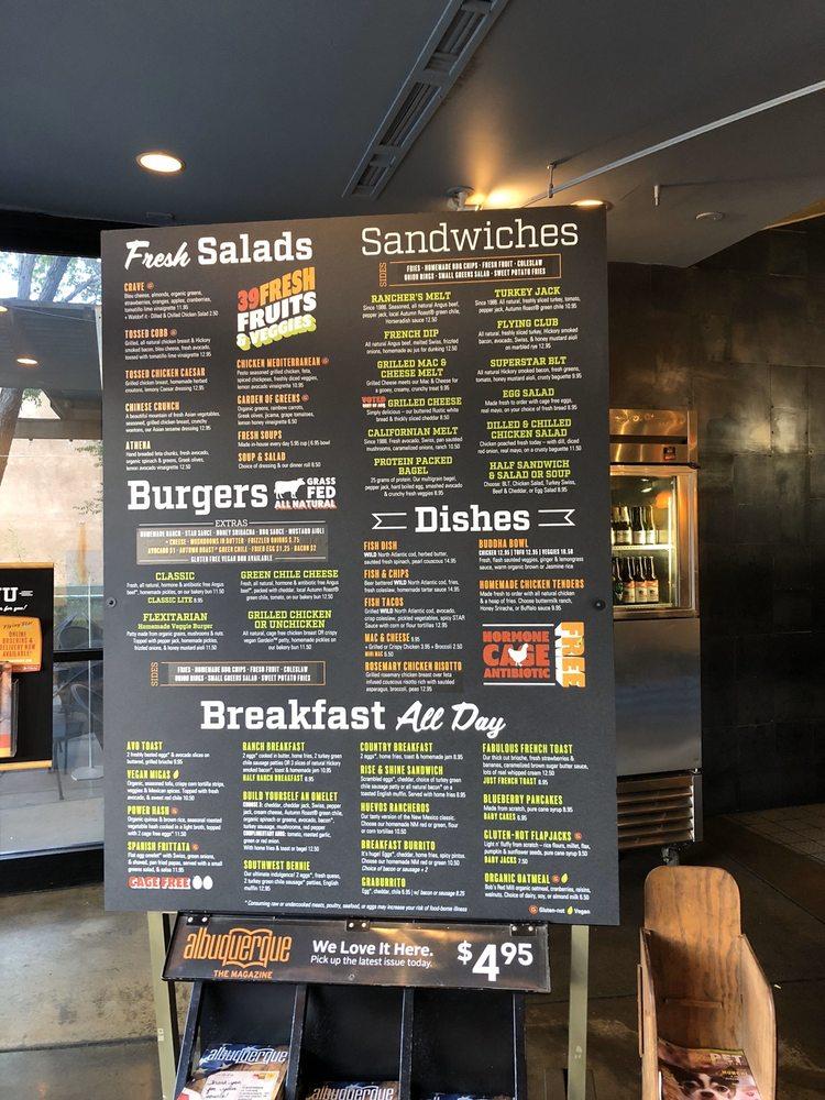 Menu at Flying Star Cafe, Albuquerque, Juan Tabo Blvd NE