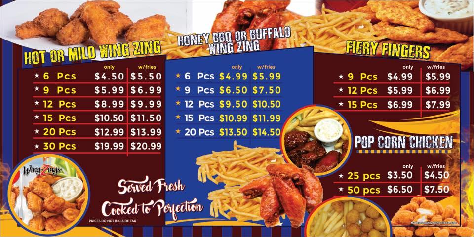 Menu at Kennedy Fried Chicken fast food, Kingston, 592 Broadway
