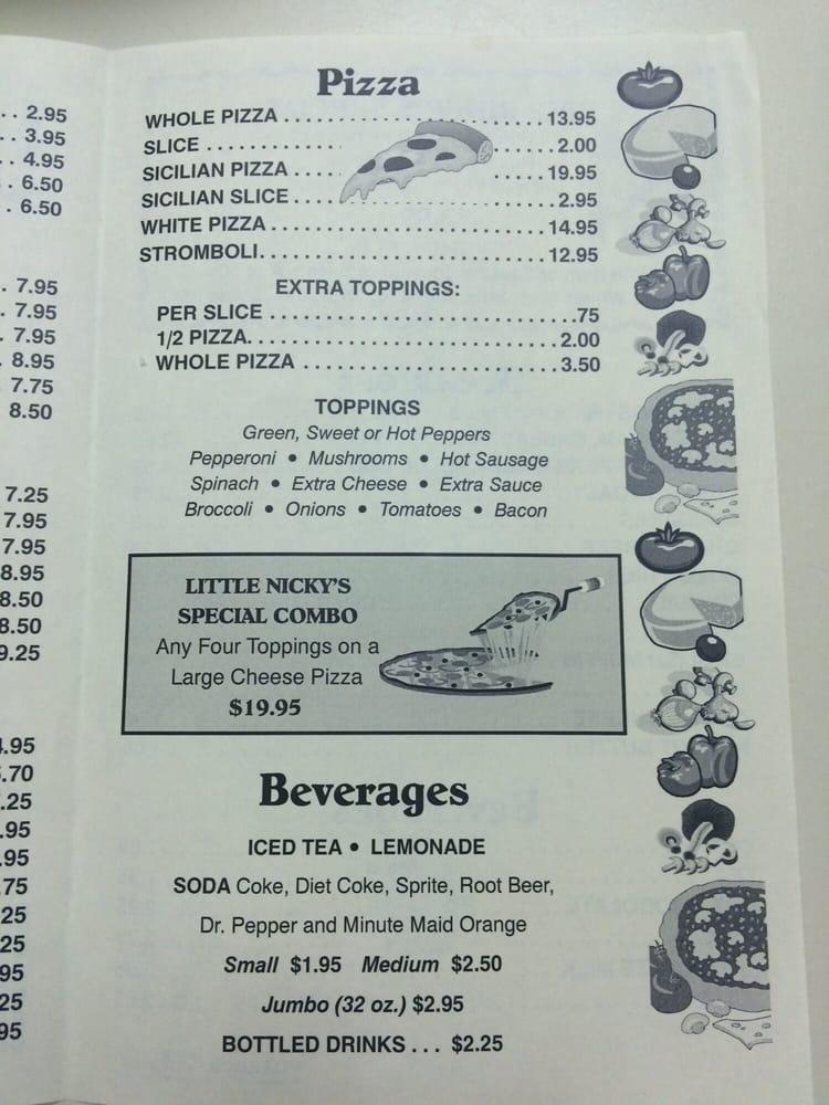 Menu at Little Nicky's Pizza pizzeria, North Wildwood