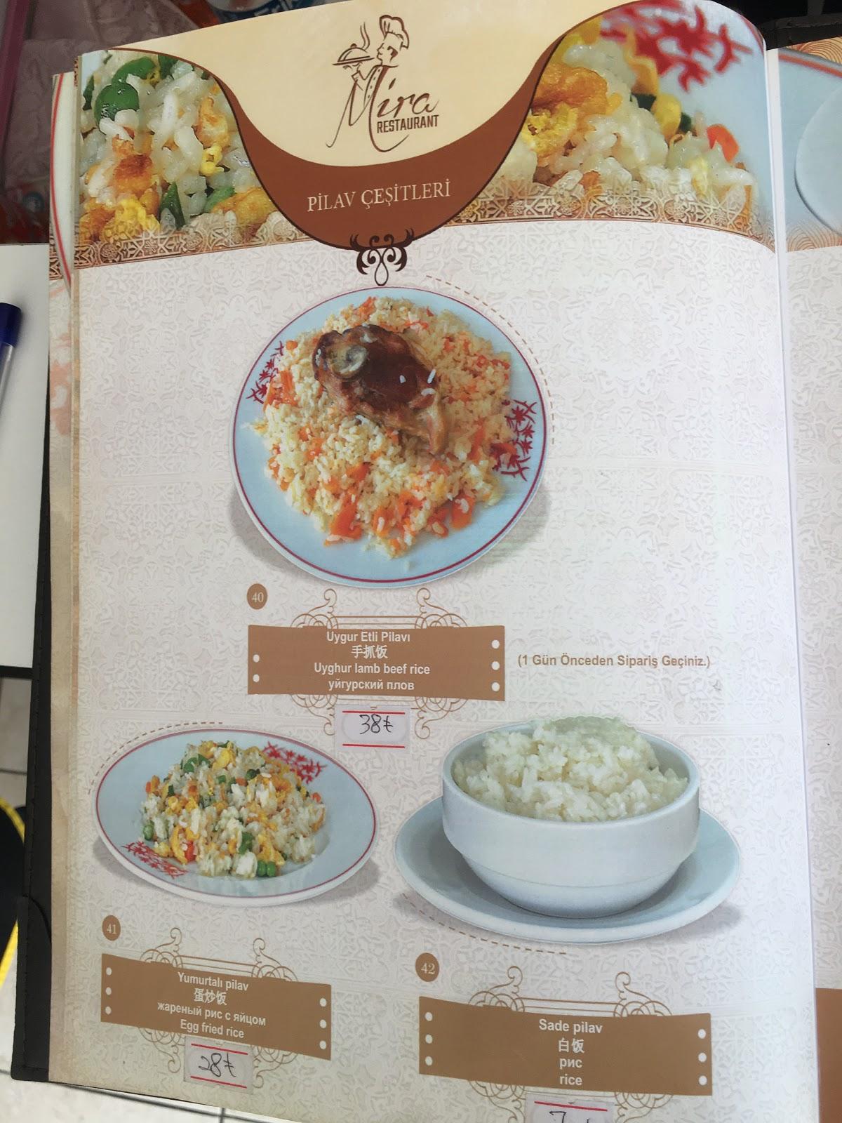 Menu at MİRA Uygur Restaurant, Antalya