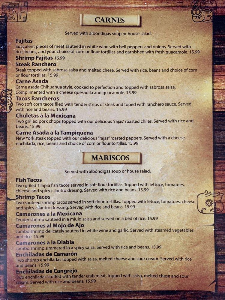 Menu at Maya Restaurant, Morro Bay, 560 Embarcadero