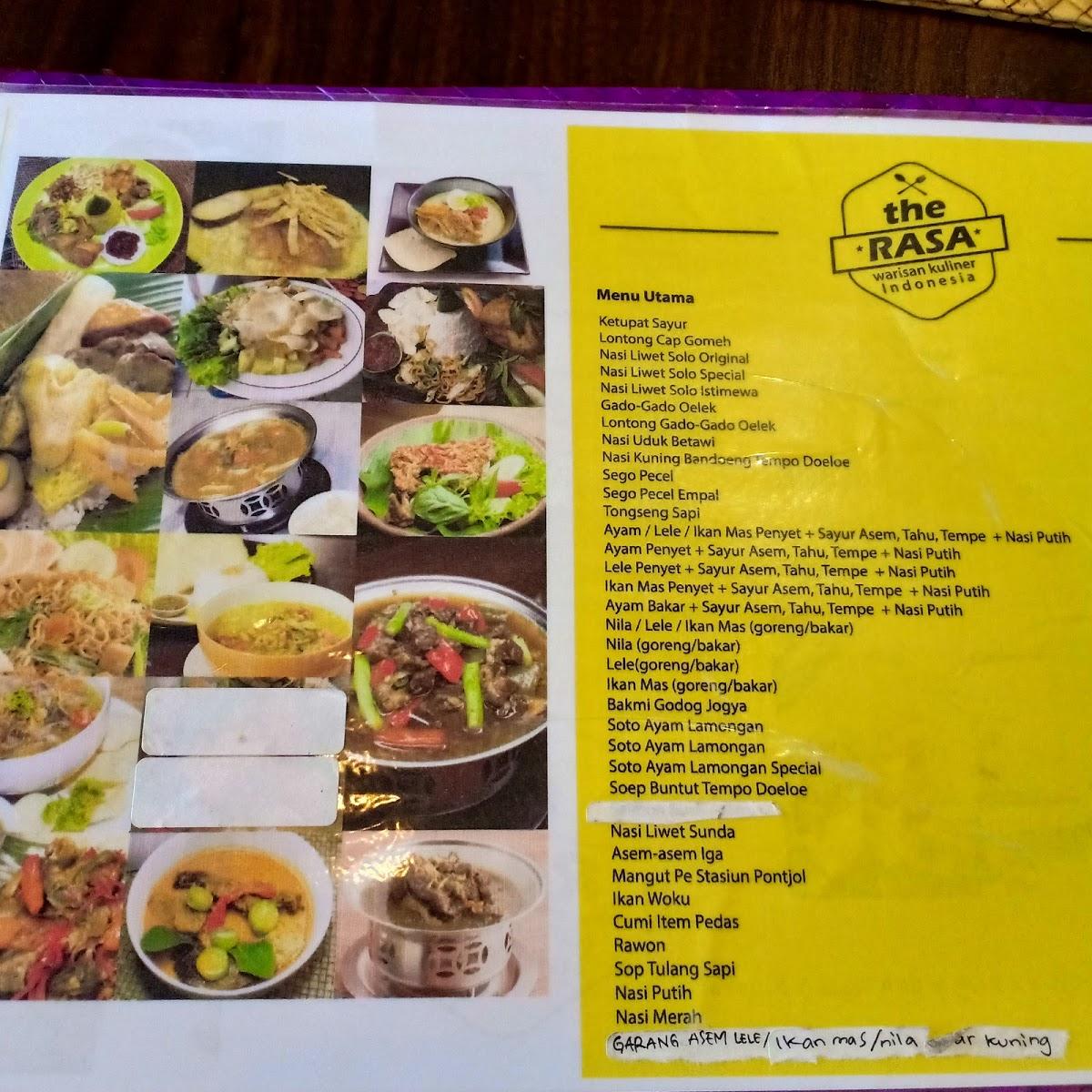 Menu at The RASA INDONESIAN FOOD restaurant, West Jakarta