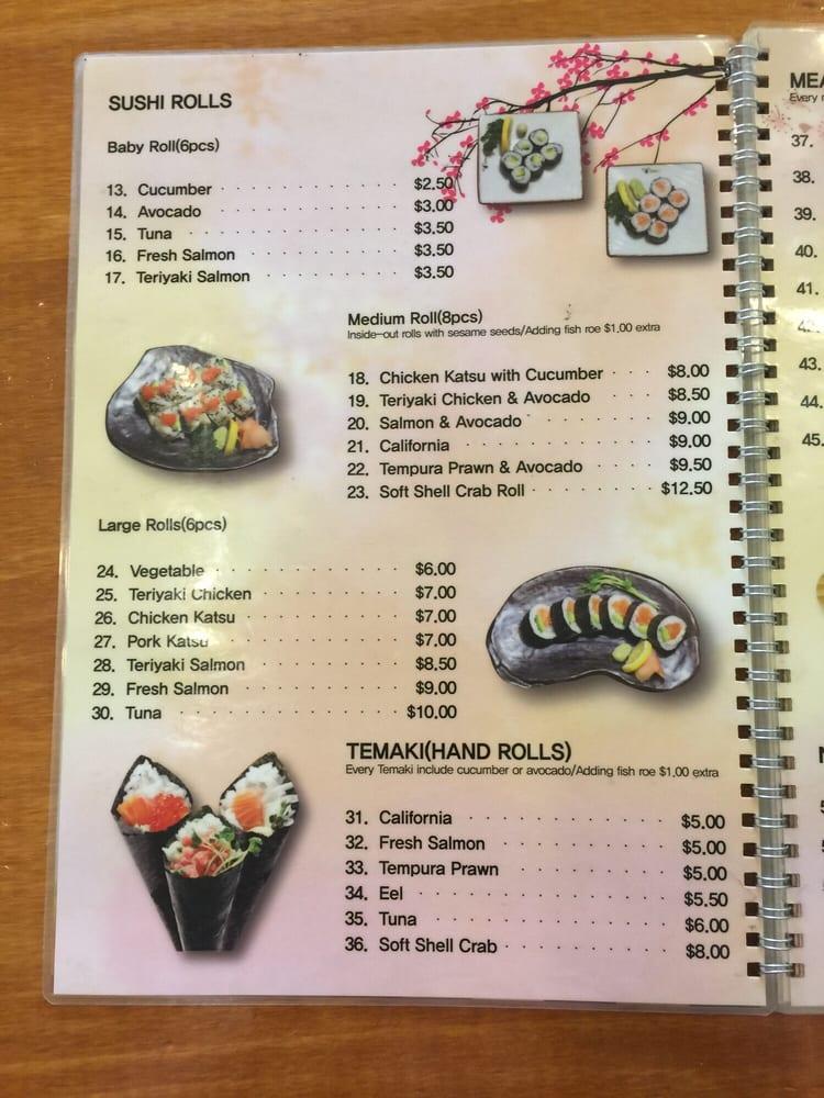 Menu at WooJeong restaurant, Perth