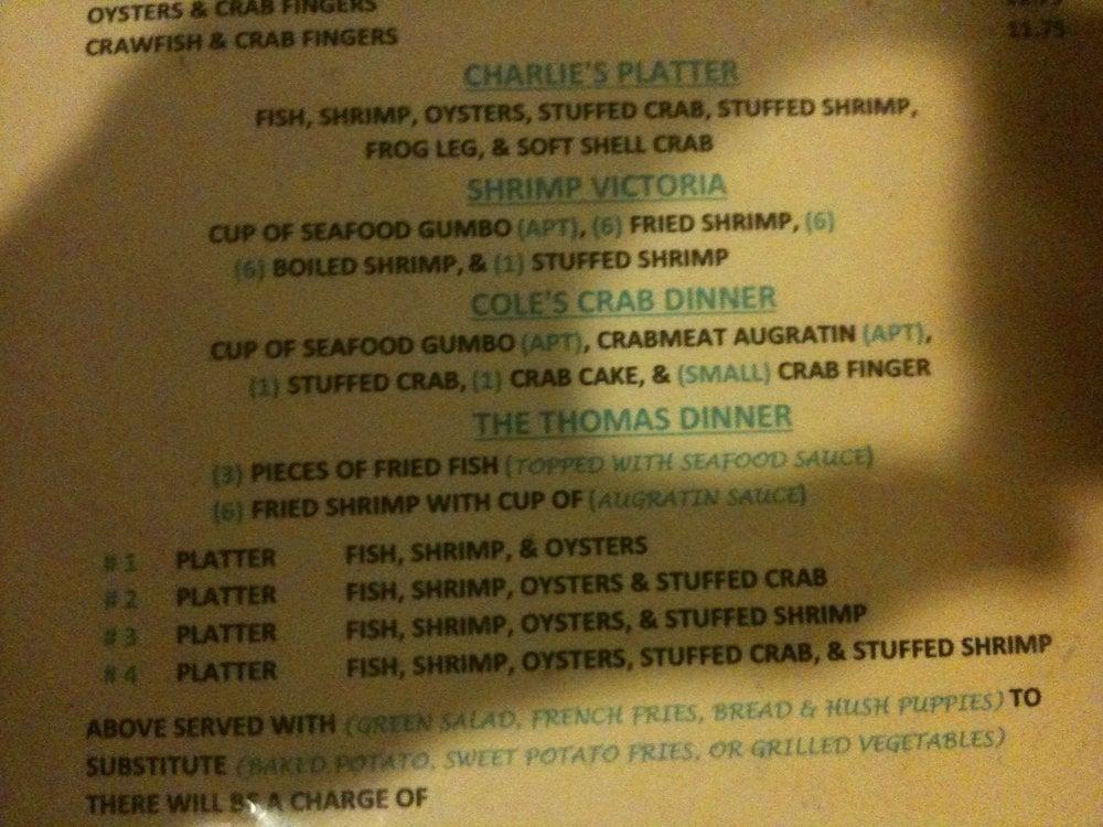 Menu at Charlie's Restaurant, Springfield, LA-22