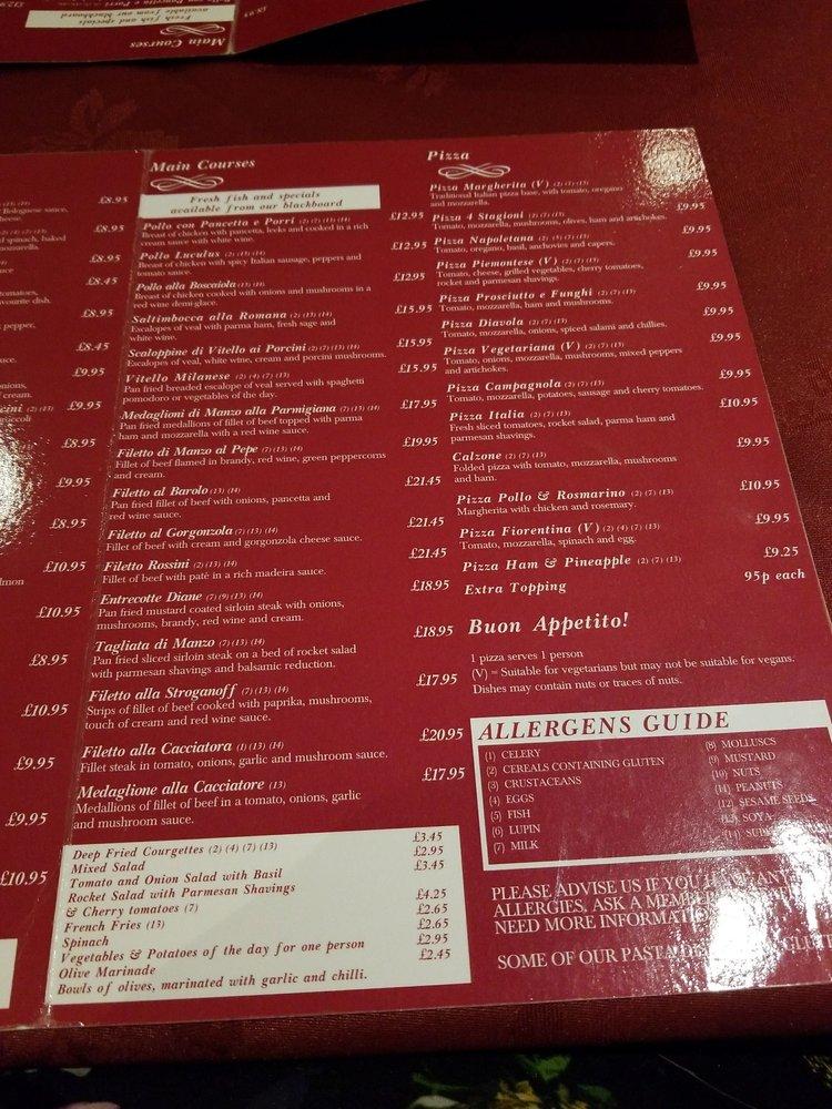 Menu at Da Vinci Restaurant (Swindon), Swindon