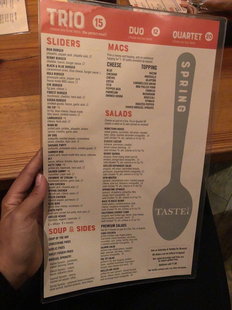 Menu at TASTE! craft eatery restaurant, San Luis Obispo