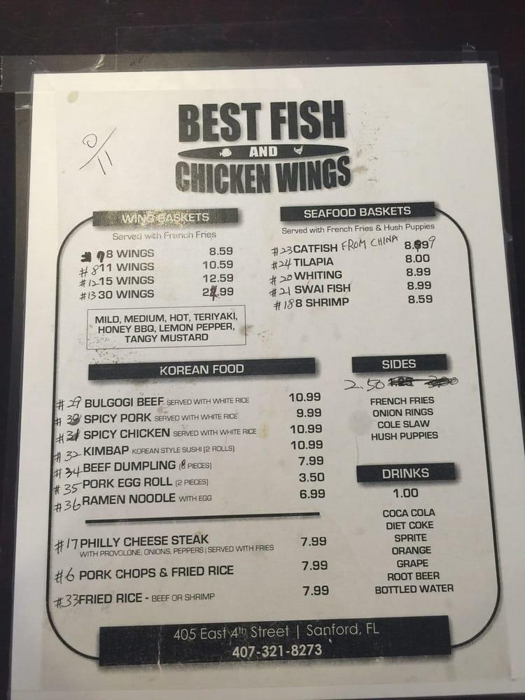 Menu at Best Fish and Chicken Wings restaurant, Sanford