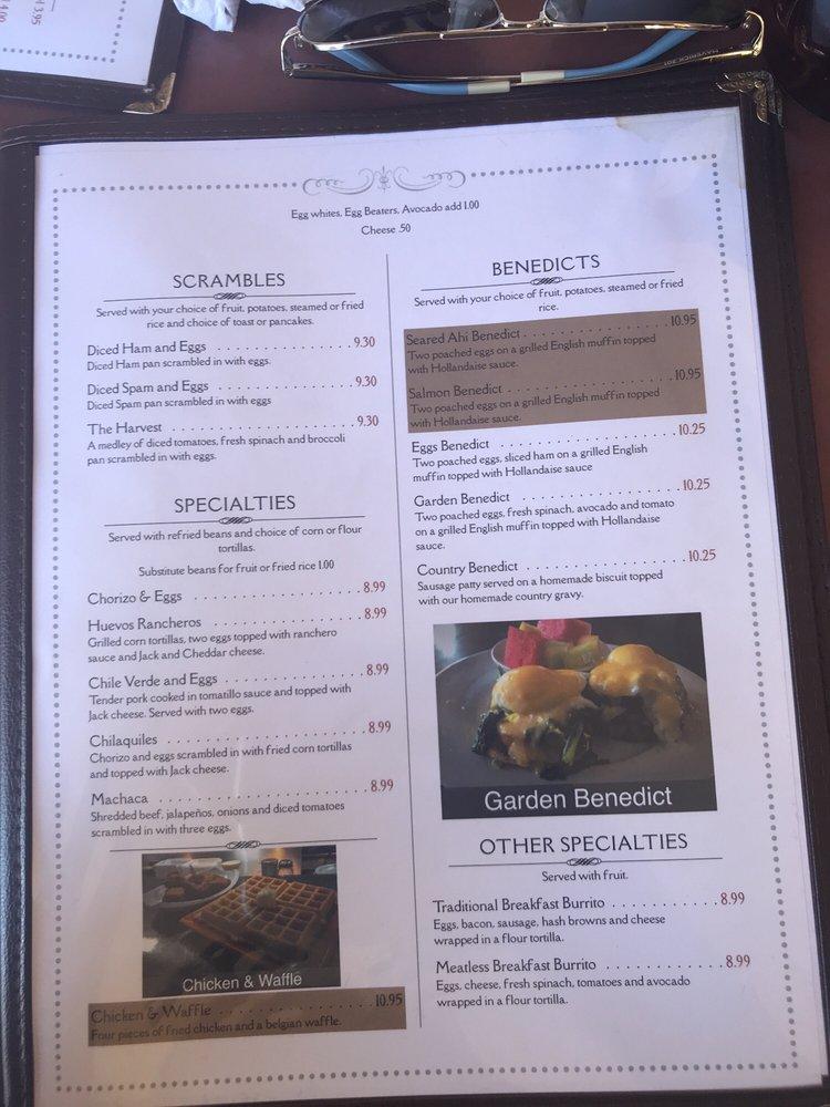 Menu at Hidden Cafe, Camarillo