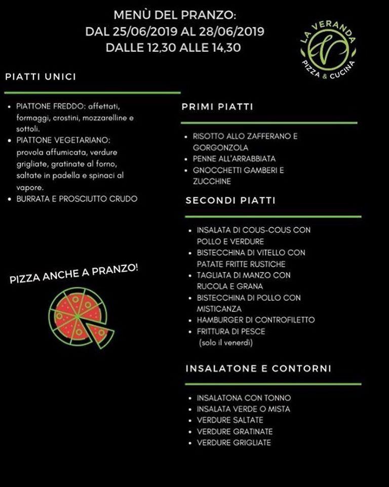 Menu da La Veranda ristorante, Siena, Piazza Calabria