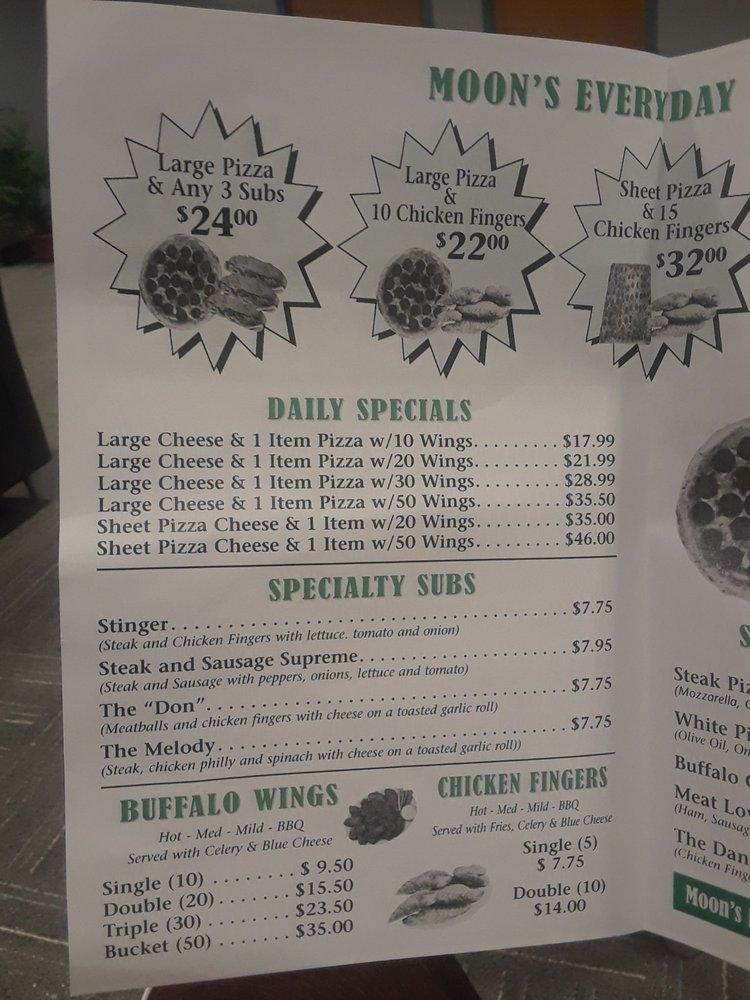 Menu at Moons Pizza pizzeria, Depew
